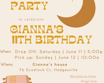Slumber Party Invitation - Etsy