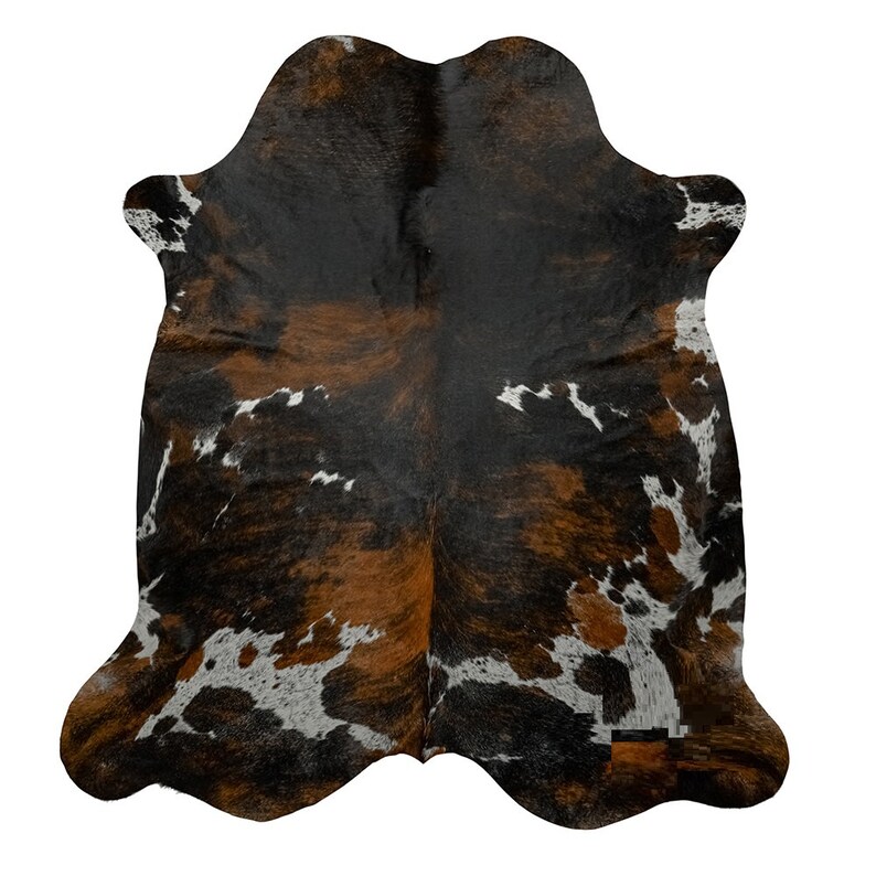 Extra Large Cowhide Rug Tricolor Dark White, Brown and Black 6x7 Large ...
