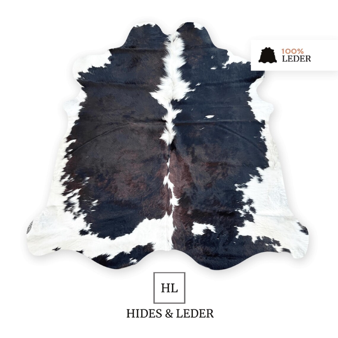 Extra Large Cowhide Rug Tricolor Dark - White, Brown and Black - 6’x7 ...