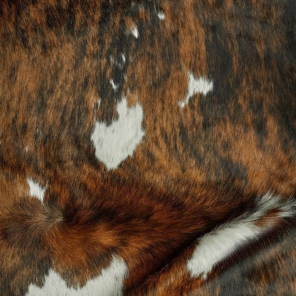 Extra Large Cowhide Rug Tricolor Dark White, Brown and Black 6x7 Large ...