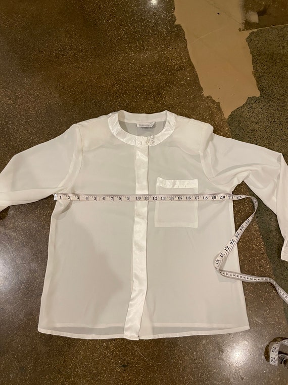 Vintage sheer white top with satin detail - Gem