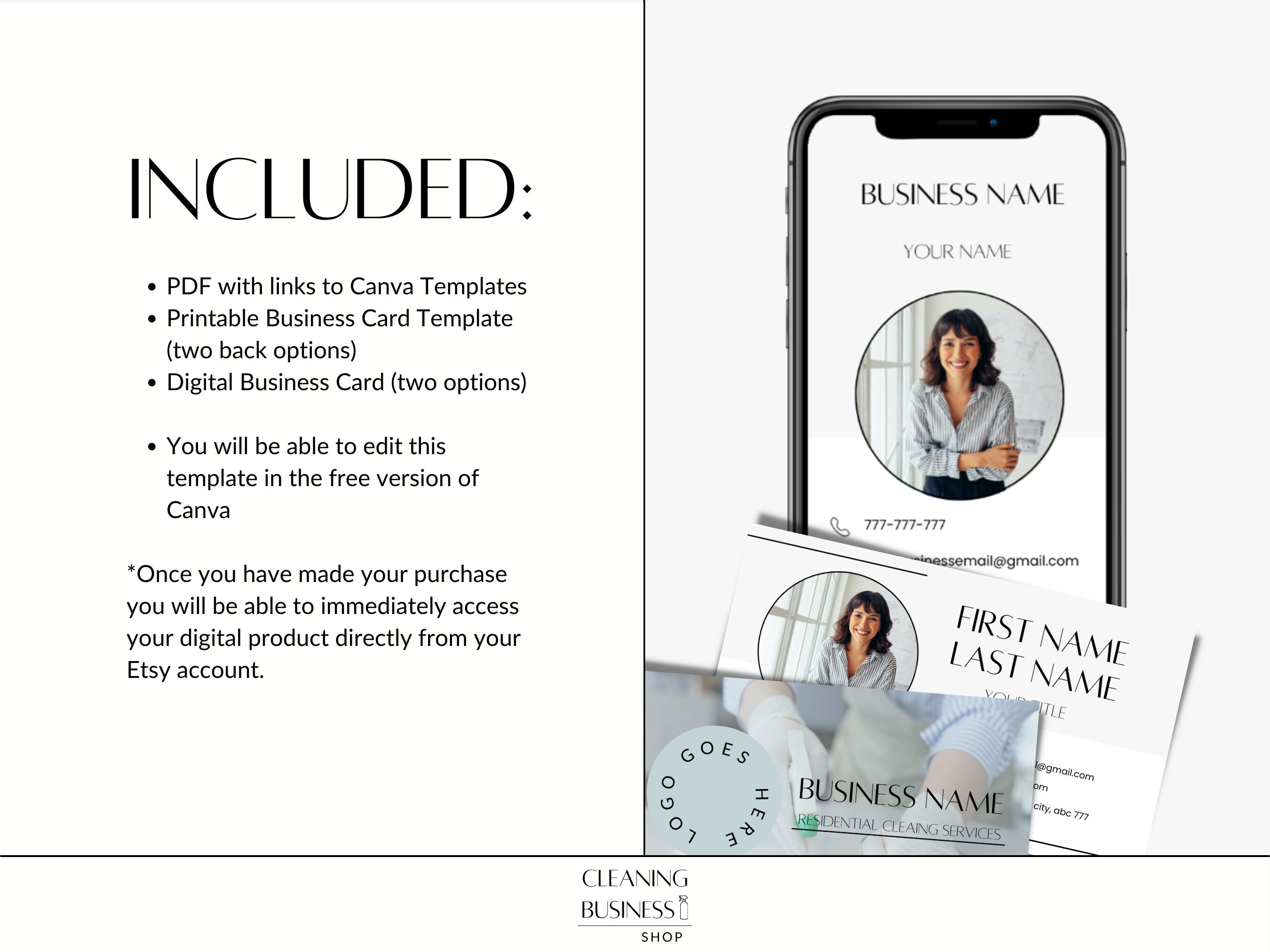 Digital and Printable Business Card Template - Etsy