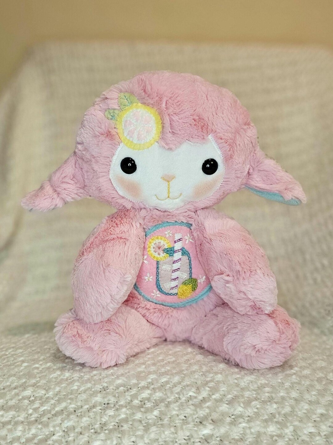 Pennleigh the Pink Lemonade Lamb Plushie Stuffed Animal - Etsy