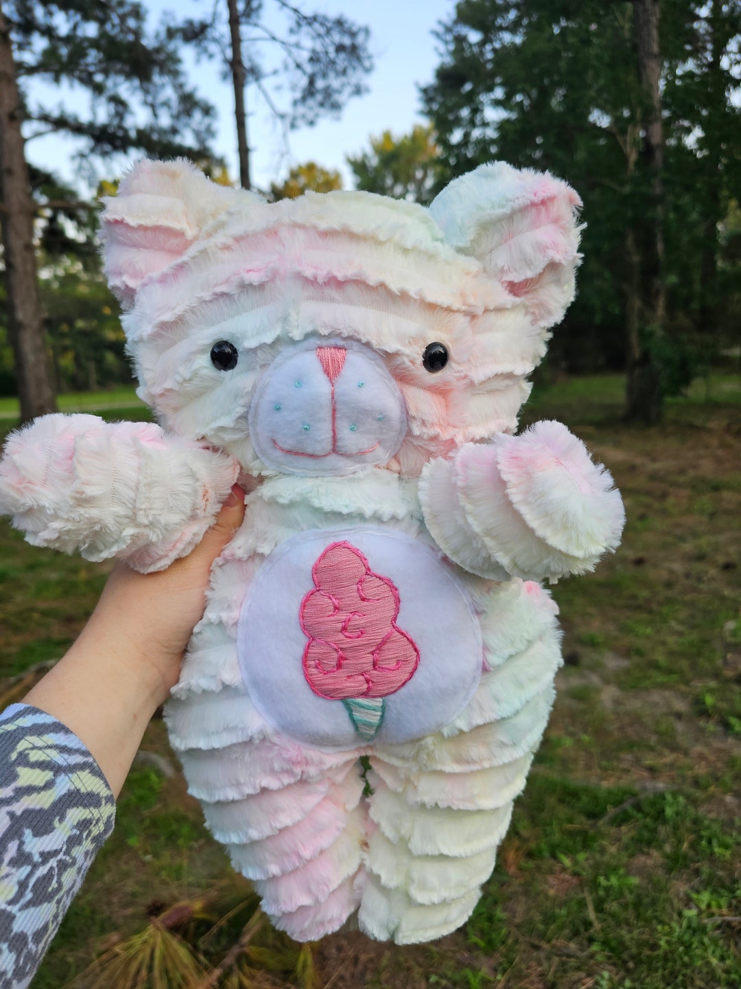 Candy the Cotton Candy Bear LIGHTLY Weighted Plushie Stuffed - Etsy