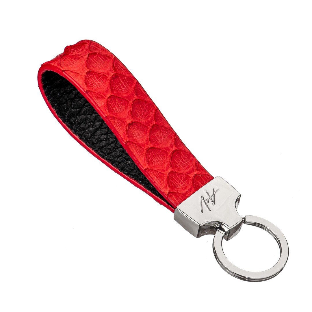 Red Python Leather Keychain: Luxury Gift - Etsy