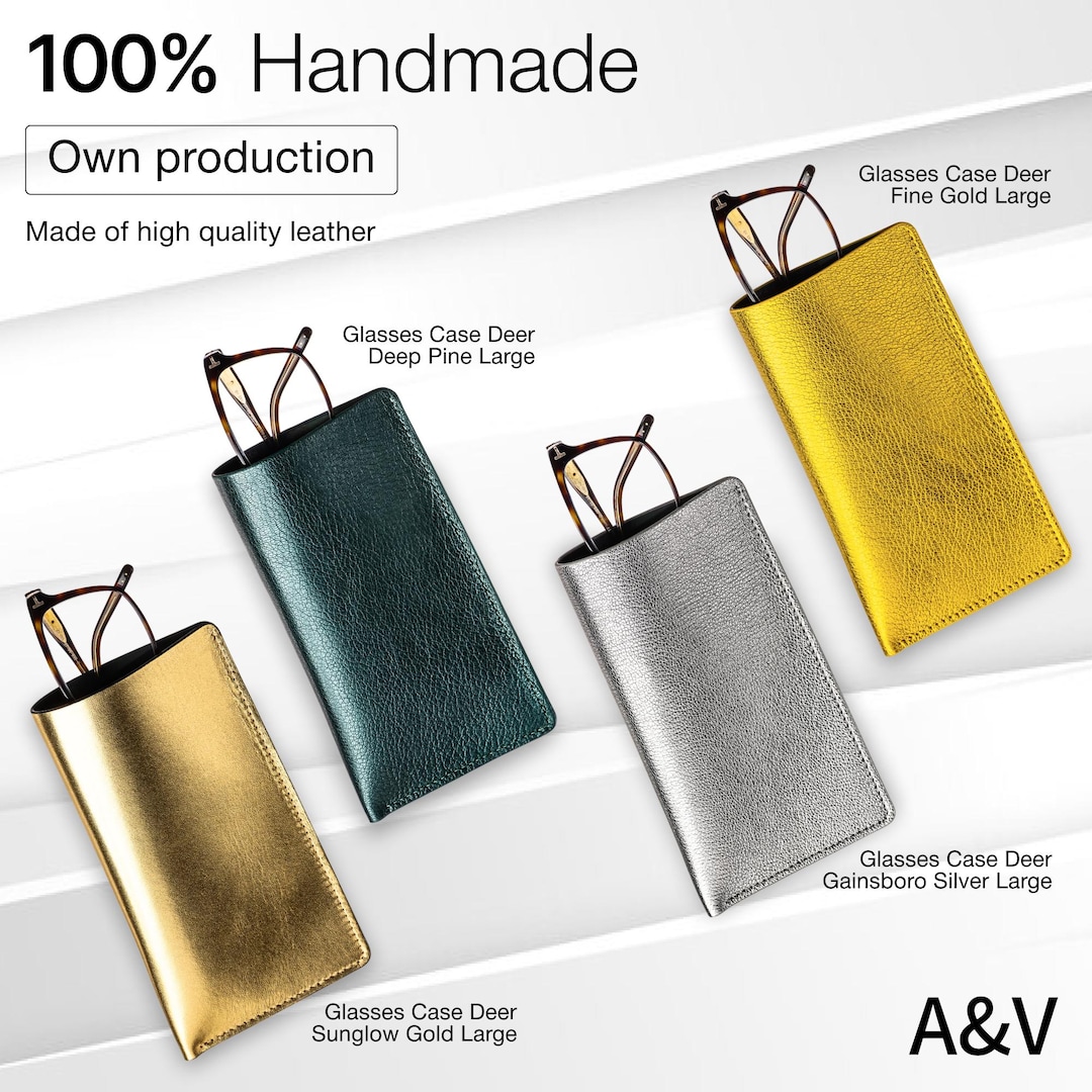 Slip in Soft Leather Glasses Case - Large Pocket Eyeglass Case ...
