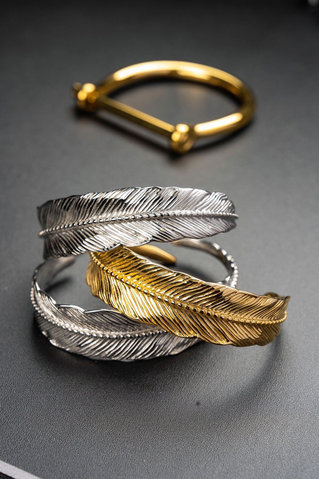 Silver Feather Cuff, Silver Cuff Bracelet, Cold Feather Cuff, Cuff ...