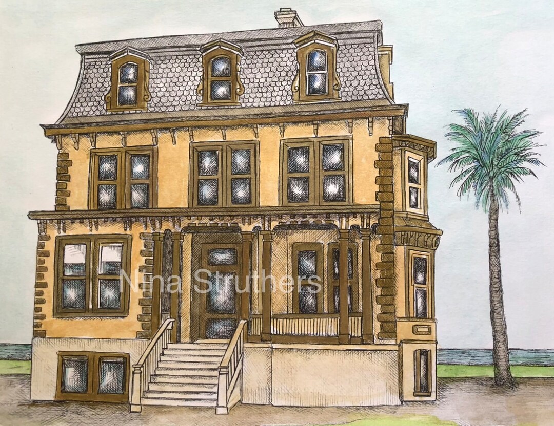 Fulton Mansion, Fulton Texas, Pen and Ink Illustration - Etsy