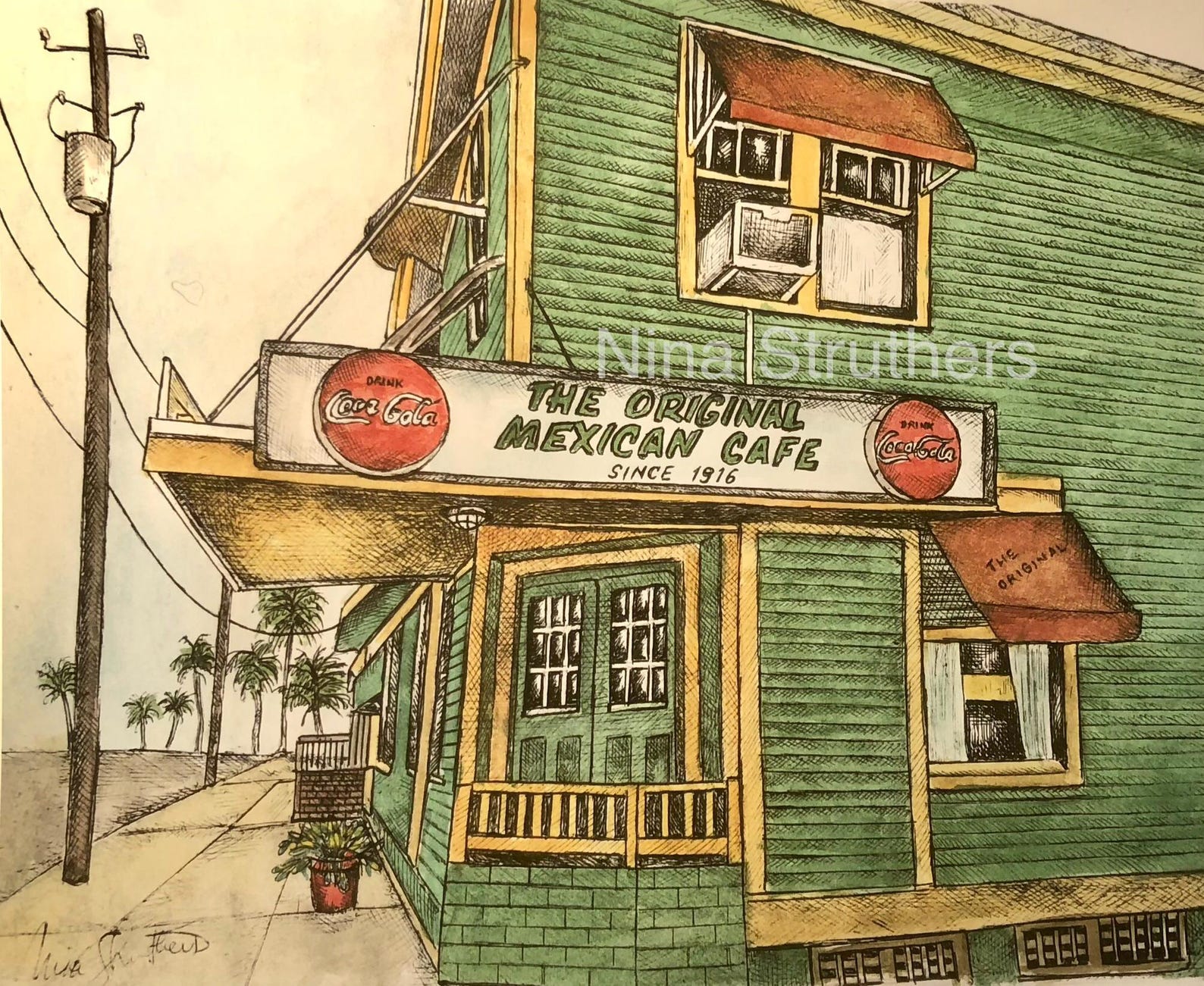 The Original Mexican Cafe, Galveston Island - Illustration by Nina ...