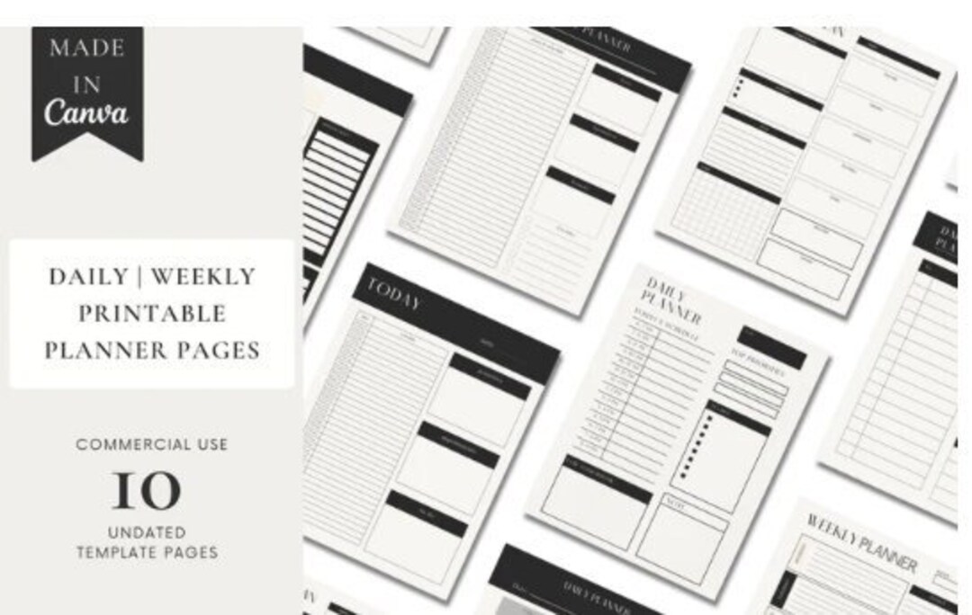 Minimalist Printable Daily, Weekly, Monthly Planner Pages - Etsy