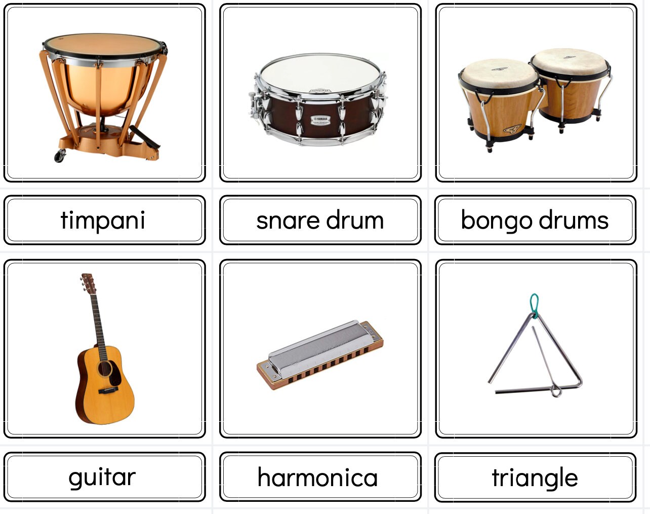 Musical Instruments Three Part Cards - Etsy