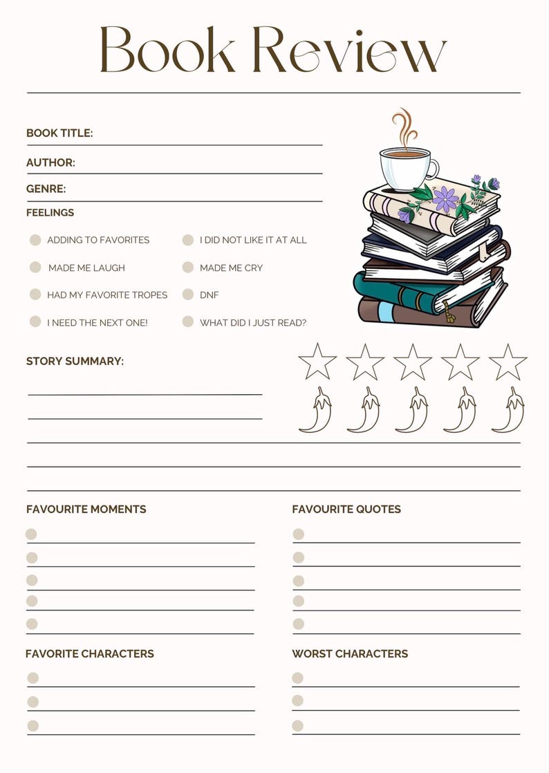 Book Review Printable Pdf Download | Book Journal | Books | Notebook ...