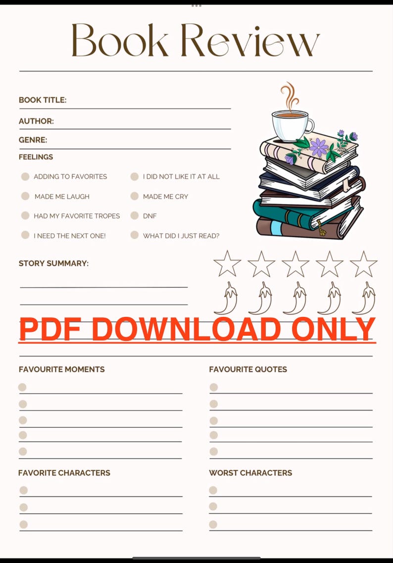 Book Review Printable Pdf Download | Book Journal | Books | Notebook ...