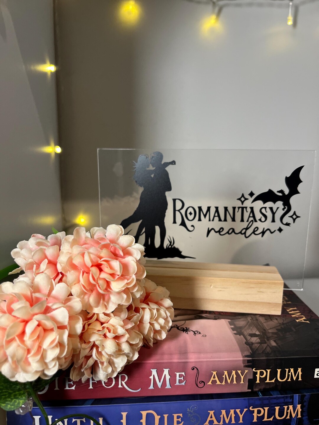 Romantasy Reader Sign With Wooden Stand | Bookshelf Decor | Reader ...