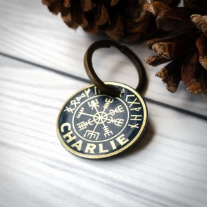 Norse Runes Viking Inspired Personalized Metal Dog Tag - Solid Brass ...