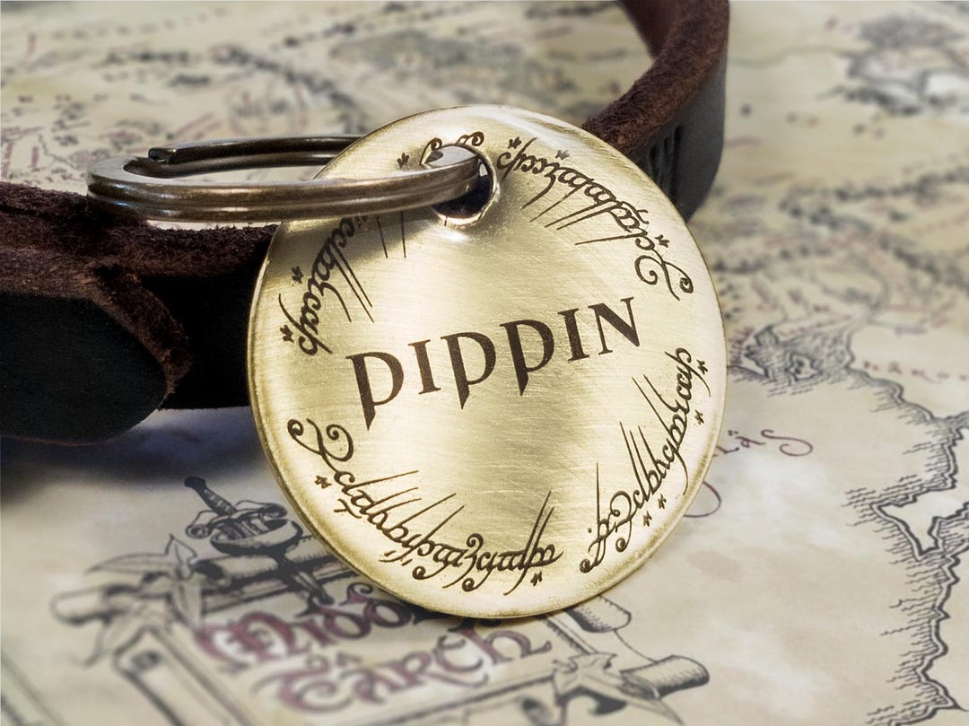 Custom Brass Pet ID Tag: Elven Script Engraved, Fantasy Dog Cat Name ...
