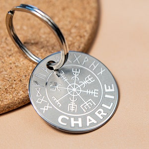 Norse Runes Viking Inspired Custom Metal Pet Name Tag - Eco Friendly ...