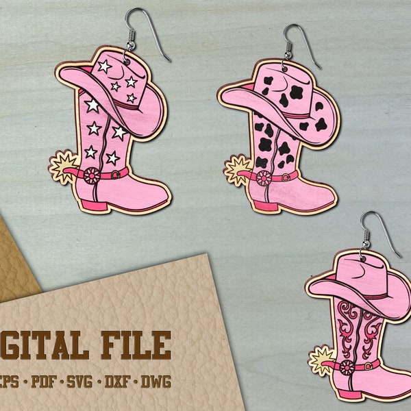 Cowboy Boot Laser Earrings - Etsy