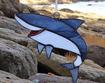 Shark Stained Glass Suncatcher - Etsy