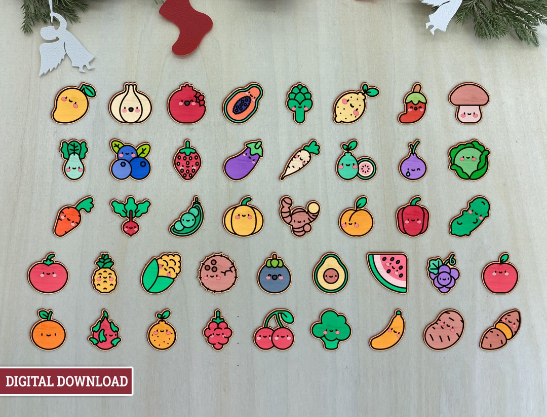 Fruits and Vegetables Stud Earrings Bundle SVG , Laser Earrings Files ...