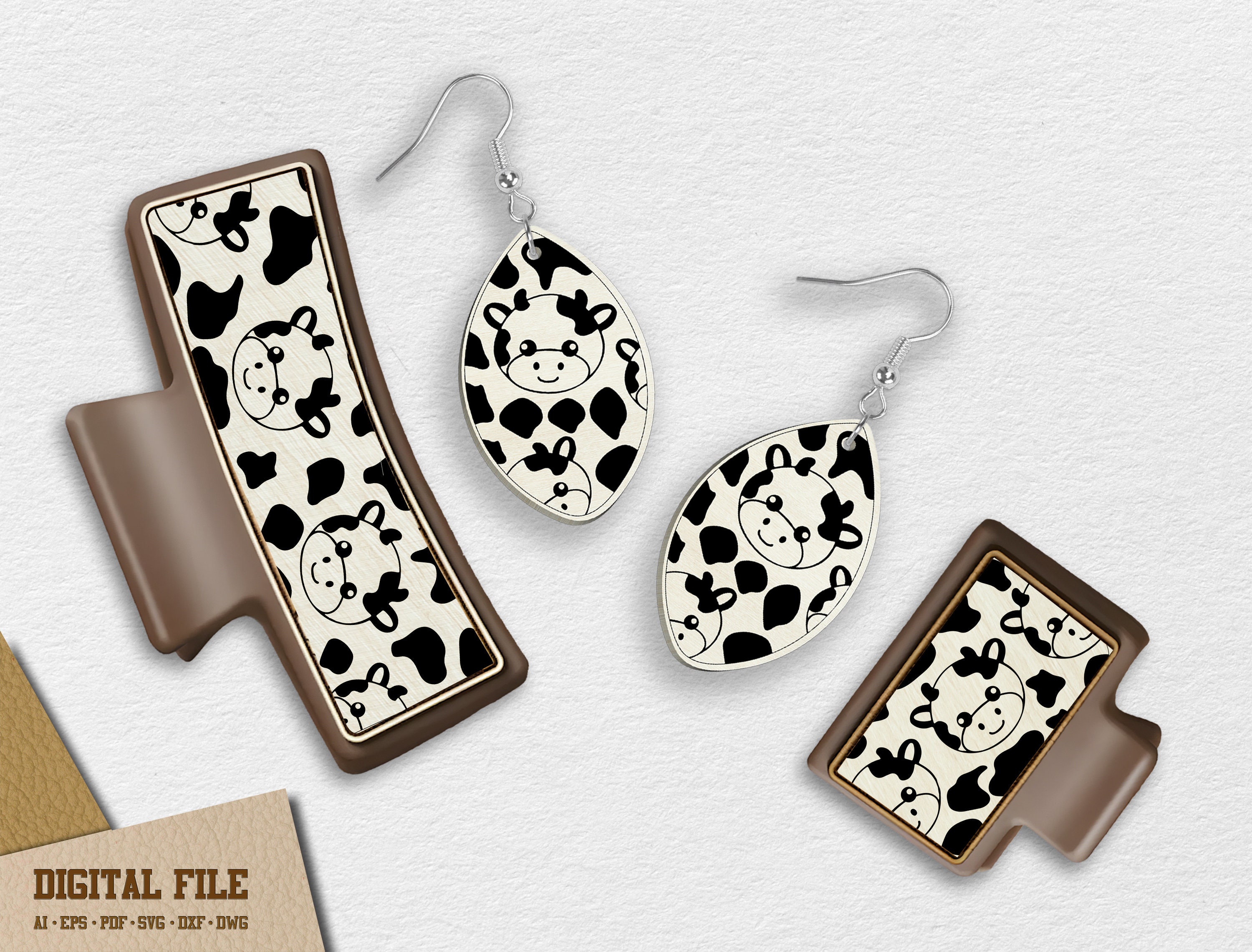 Cute Cow Hair Clips Svg File Set, Cute Cow Svg, Cute Cow Earrings, Cute ...