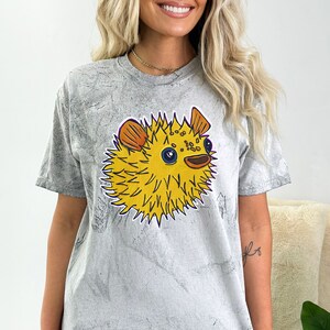 Pufferfish Color Blast T-shirt Puffer Tshirt Womens Sea Creature Shirt Blowfish Tee Fish ...