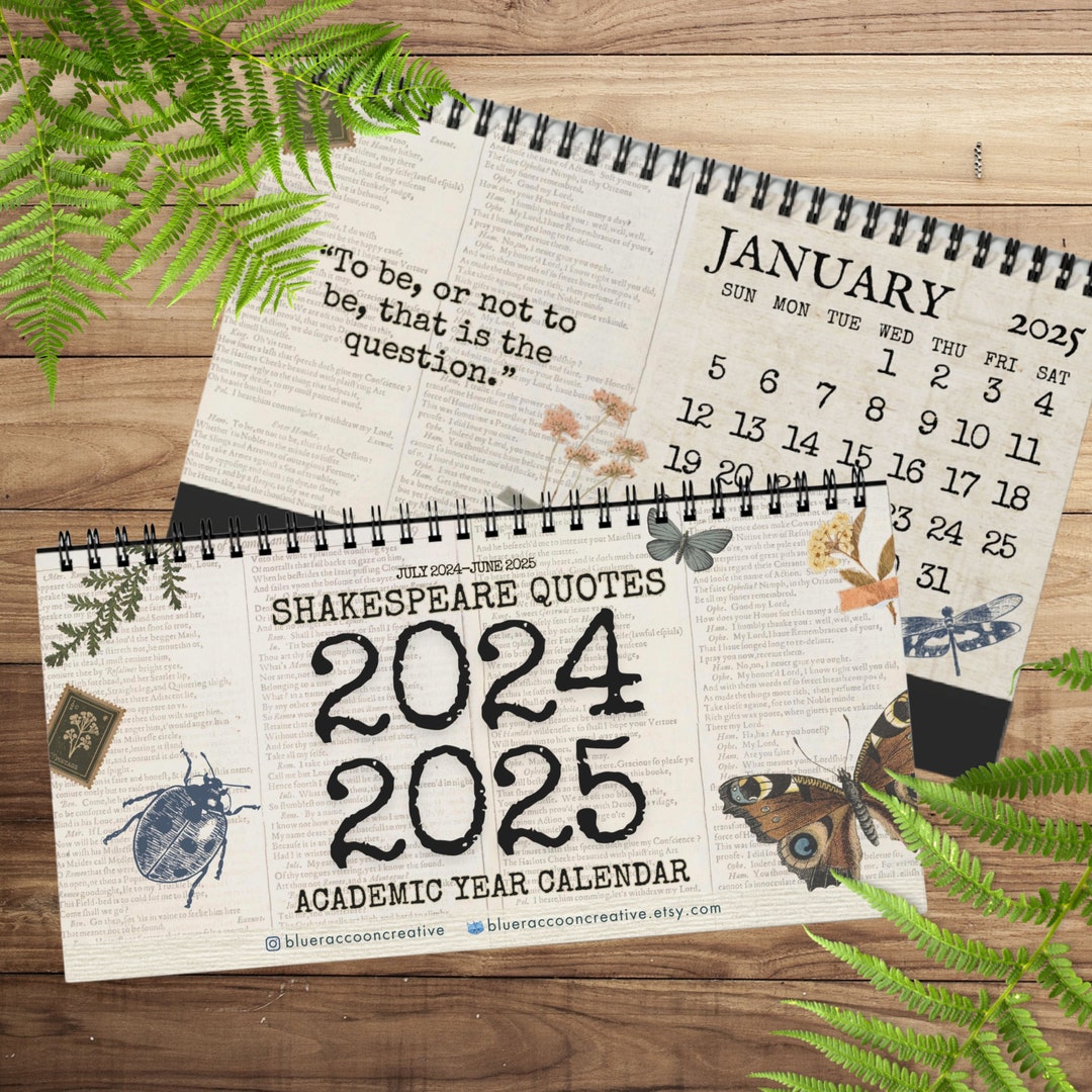 Academic Year Shakespeare Quote Desk Calendar July-june 2024/2025 12 ...