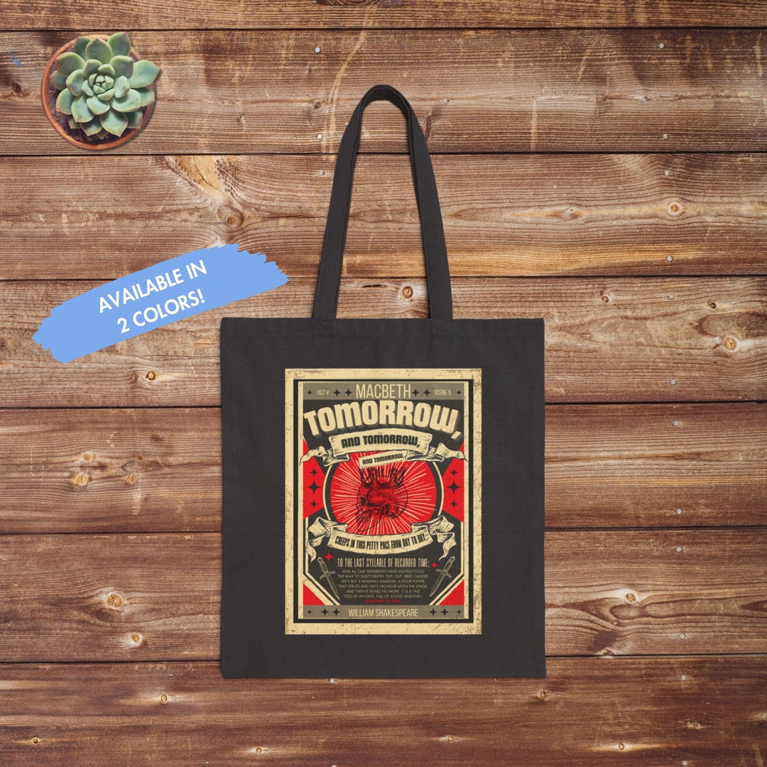 Macbeth Cotton Canvas Tote Bag Cool Shakespeare Fun Classic Literature ...