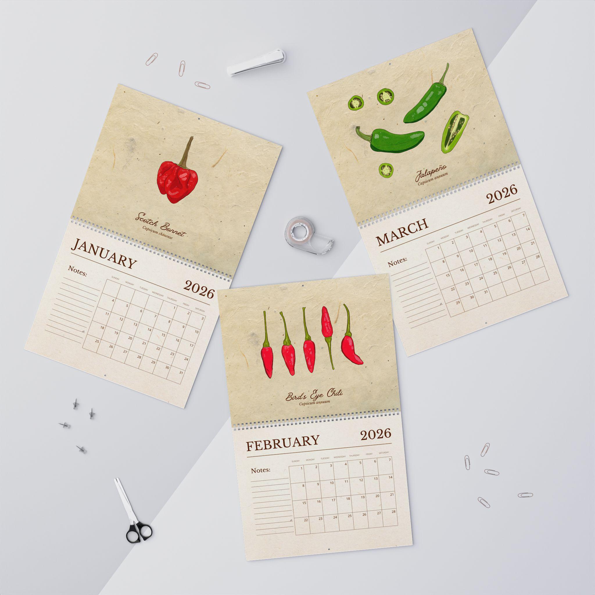2026 Pepper Wall Calendar Food Calendars Art Produce Botanical ...