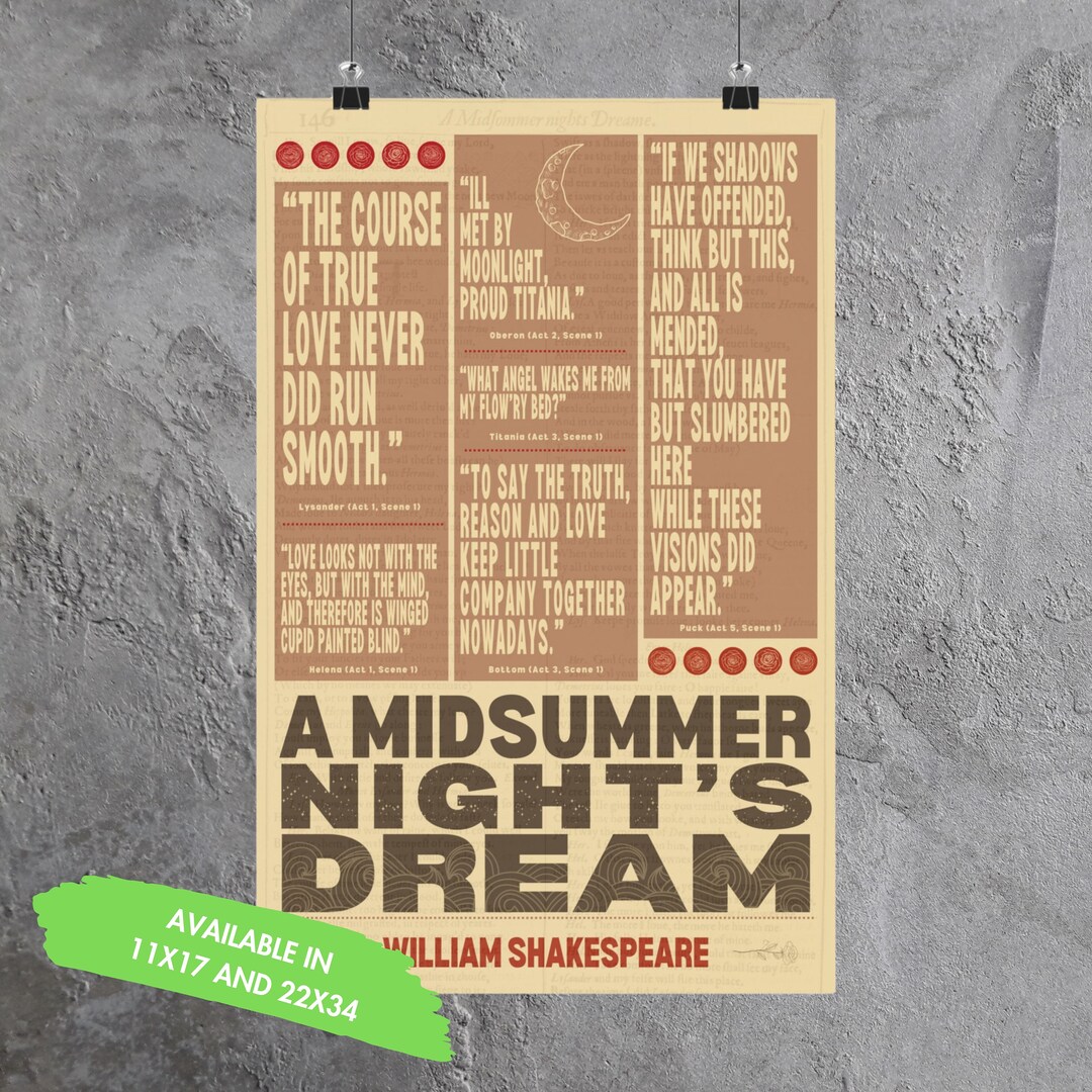 A Midsummers Nights Dream Poster William Shakespeare Wall Art Decor ...