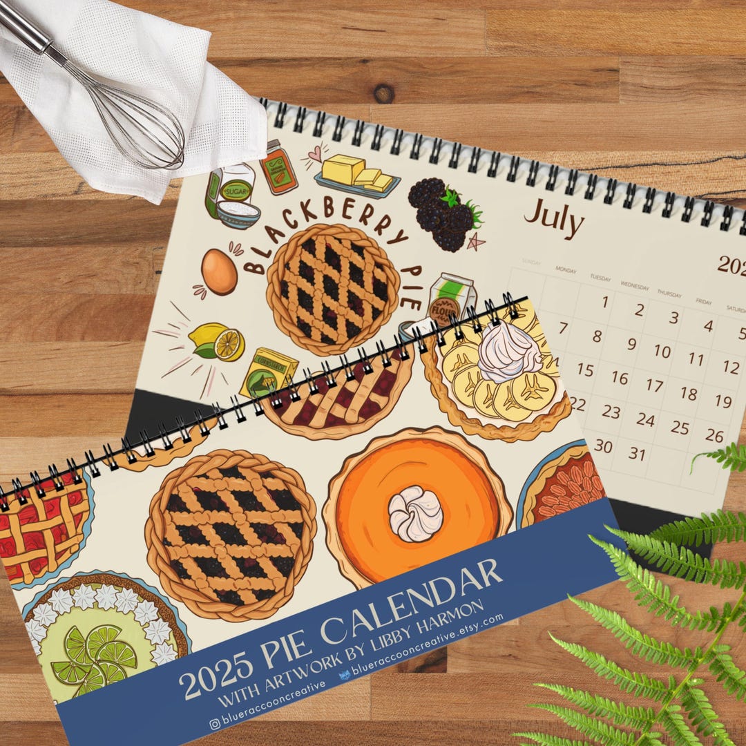 2025 Pie Desktop Calendar Ingredients Pies Baking Kitchen Office Home ...