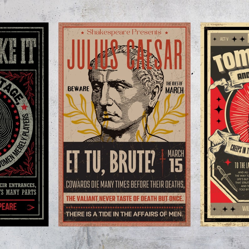 Julius Caesar Poster William Shakespeare English Literature Theater ...