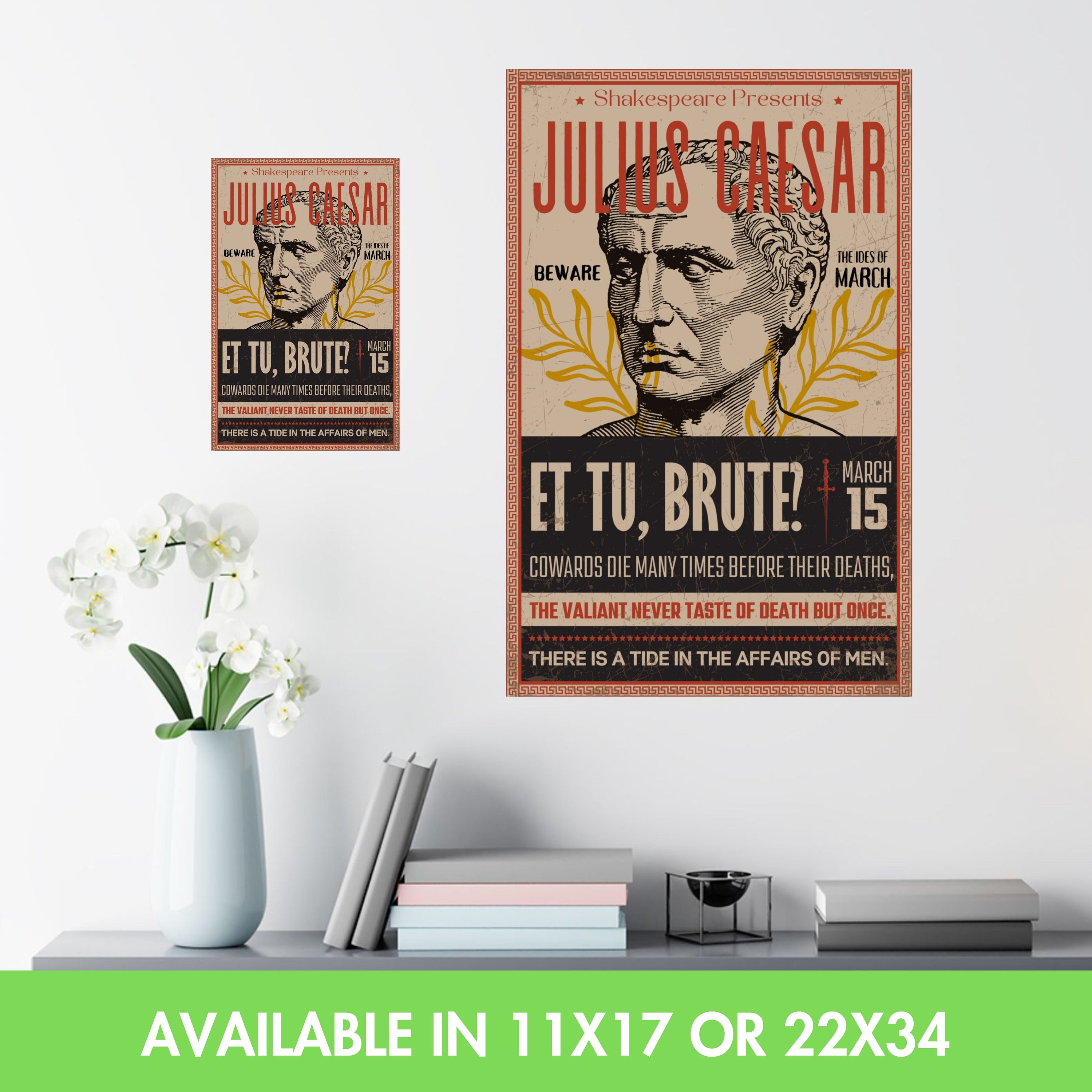 Julius Caesar Poster William Shakespeare English Literature Theater ...