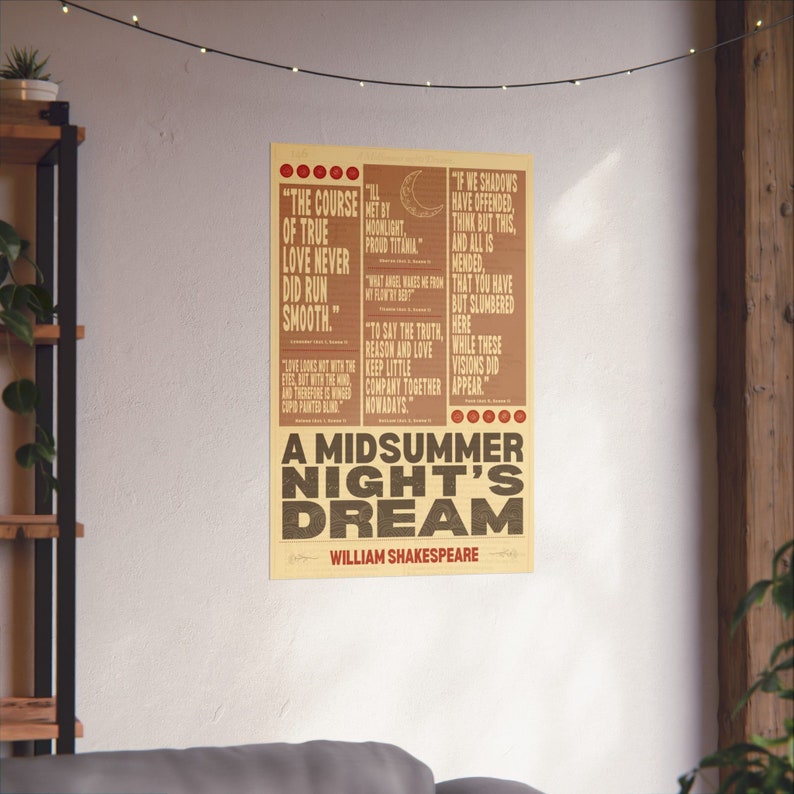 A Midsummers Nights Dream Poster William Shakespeare Wall Art Decor ...