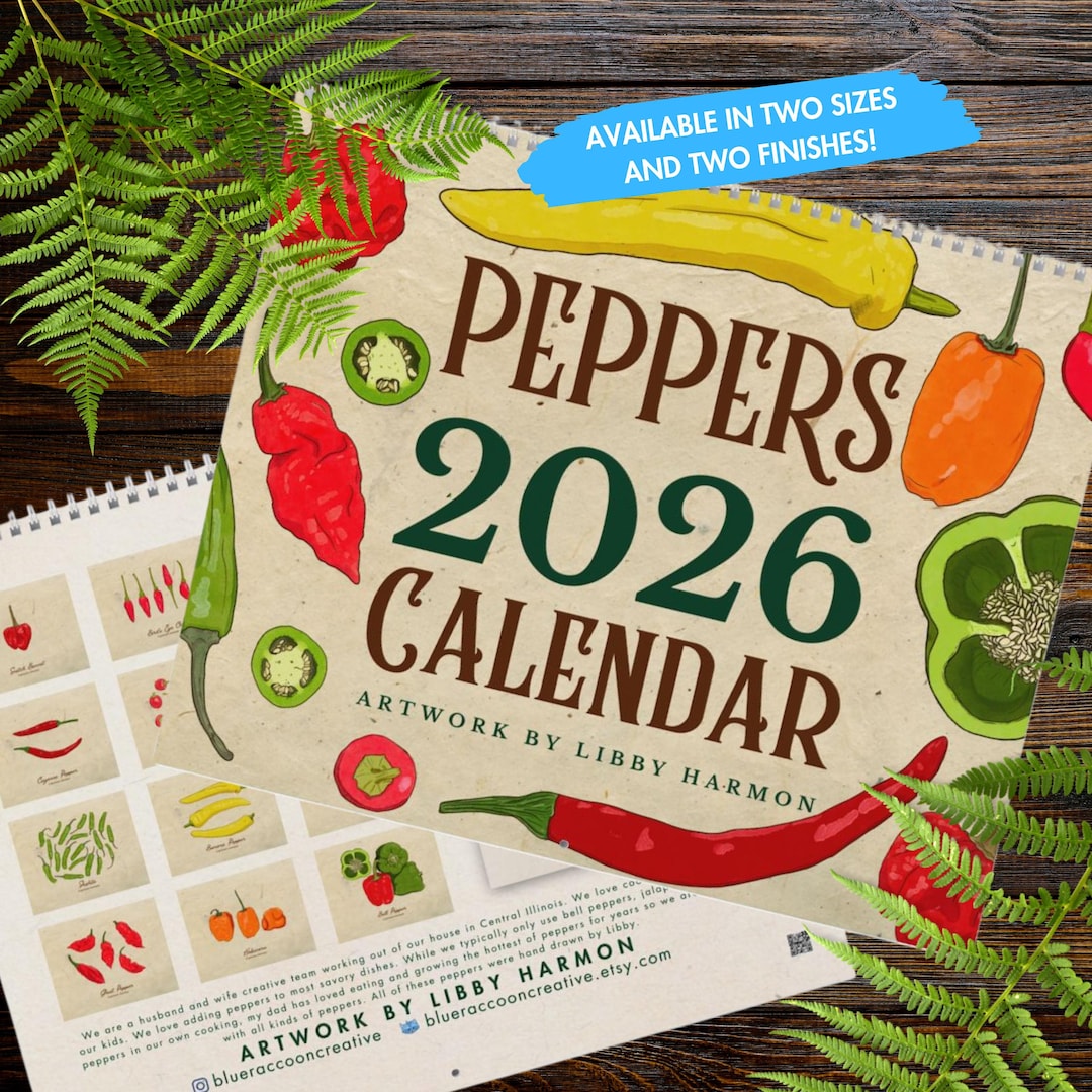 2026 Pepper Wall Calendar Food Calendars Art Produce Botanical ...