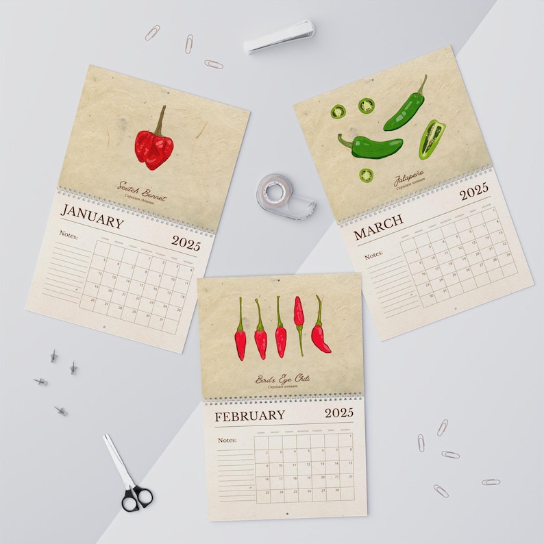 2025 Pepper Wall Calendar Food Calendars Art Produce Botanical ...