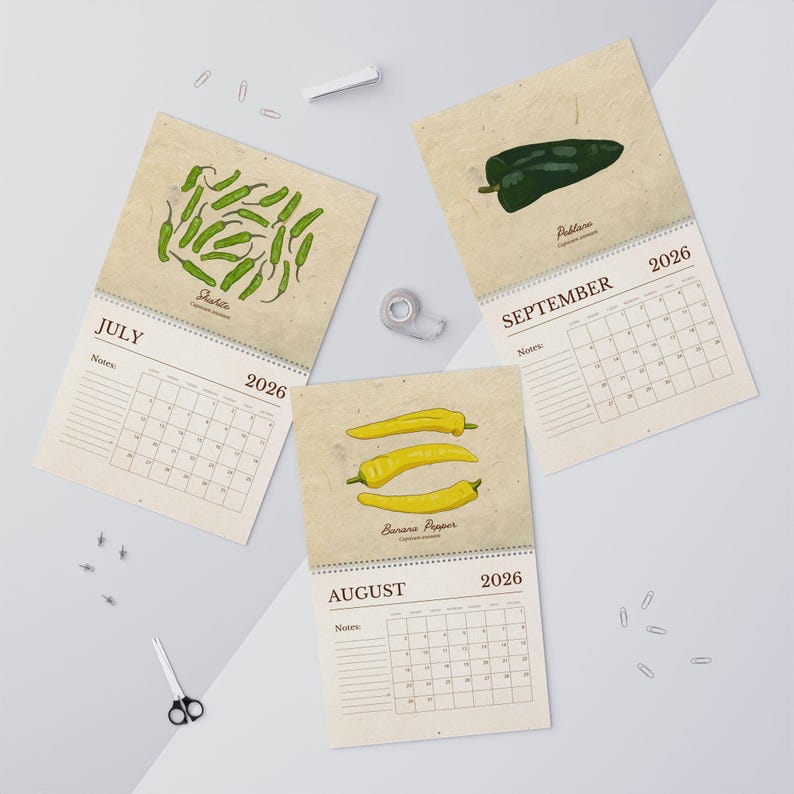 2026 Pepper Wall Calendar Food Calendars Art Produce Botanical ...