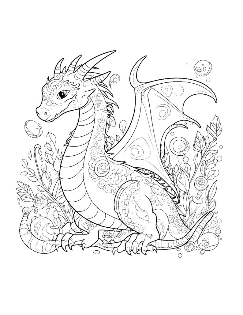 Enchanting Dragon Coloring Pages: Instant Download With Cute ...