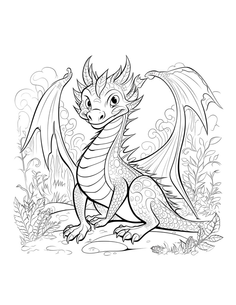 Enchanting Dragon Coloring Pages: Instant Download With Cute ...