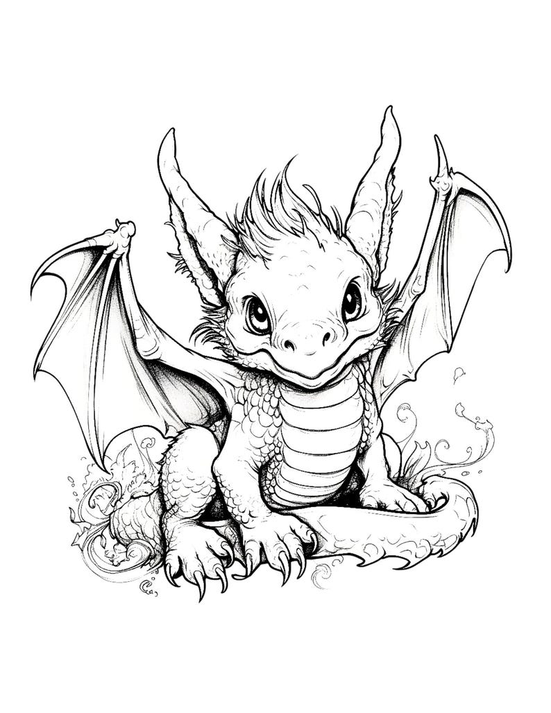 Enchanting Dragon Coloring Pages: Instant Download With Cute ...