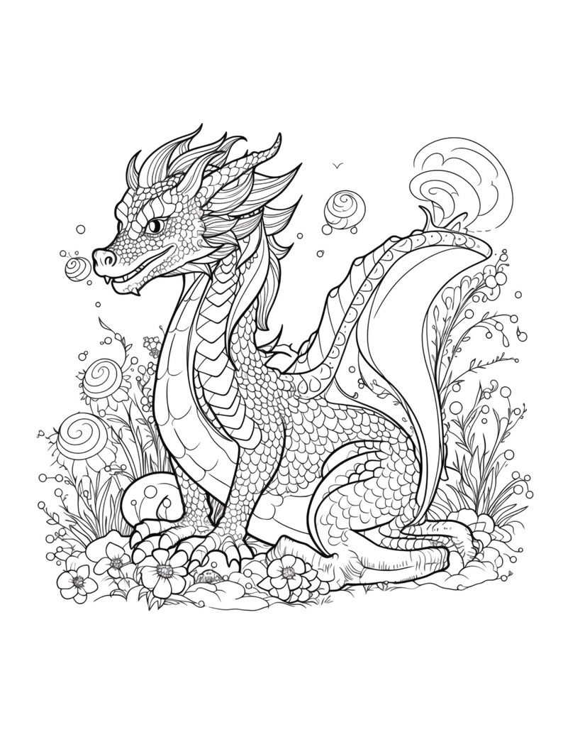 Enchanting Dragon Coloring Pages: Instant Download With Cute ...