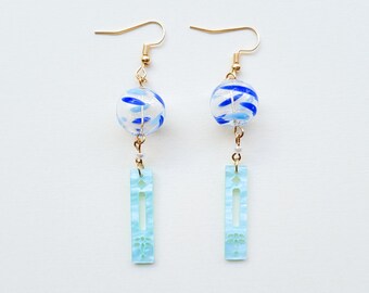 Wind Chime Earrings, White Blue Purple Dangle Earrings - Etsy
