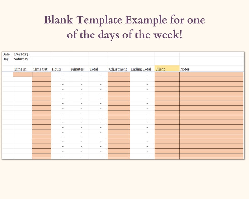 Timesheet Google Spreadsheet Template Sunday Start Weekly - Etsy