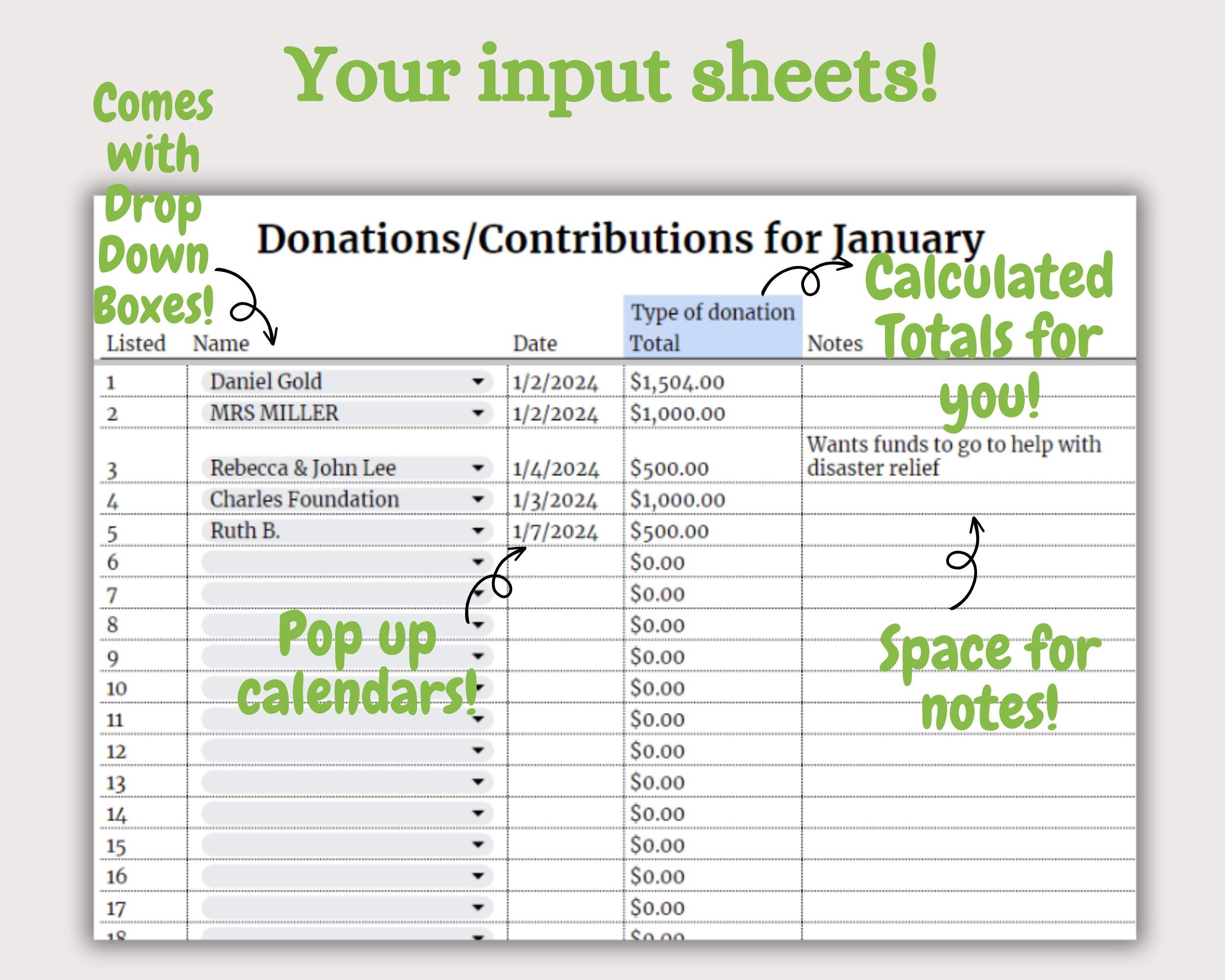 Church Donations Monthly Sheet 200, Tithe, Google Sheet, Bookkeeping ...