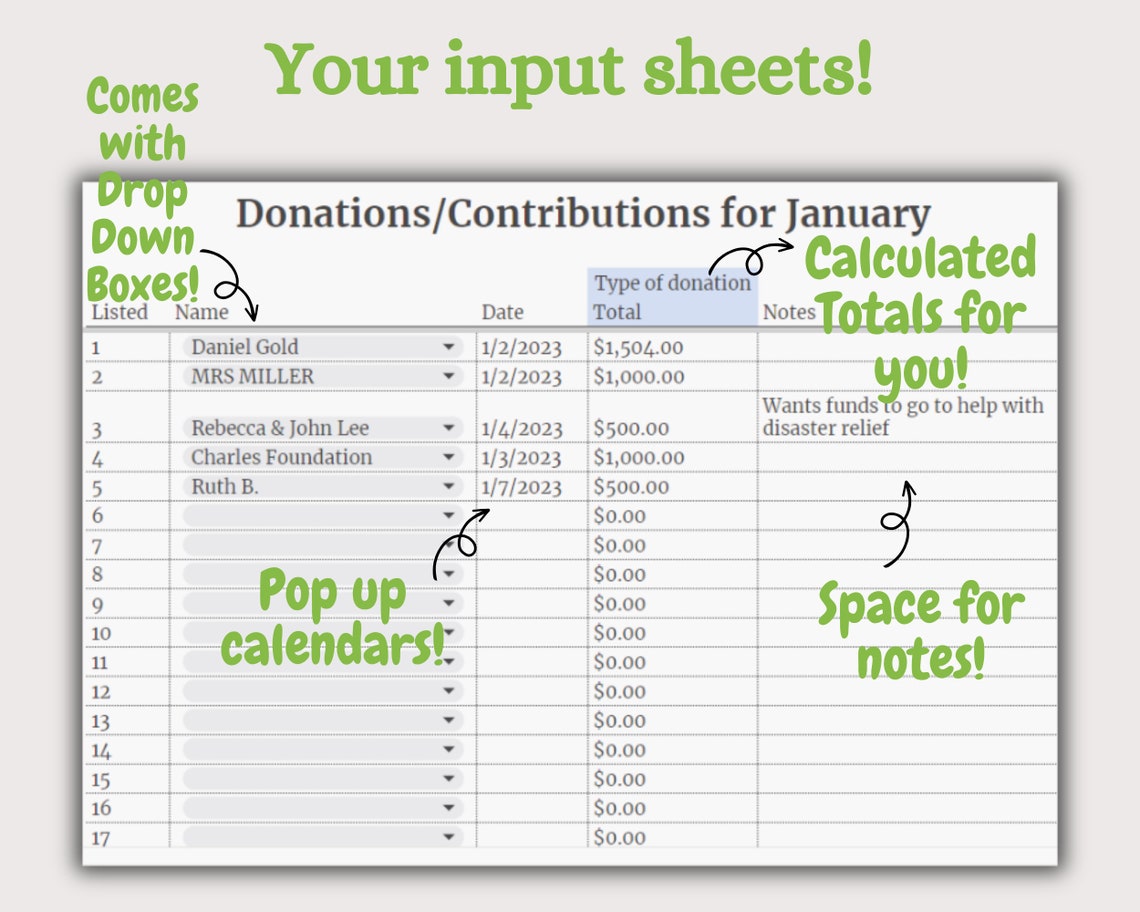 Church Donations Monthly Sheet, Tithe, Google Sheet, Bookkeeping ...
