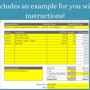 Purchase Order Excel Spreadsheet, Invoice Workpaper, Small Company ...