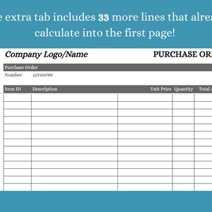 Purchase Order Excel Spreadsheet, Invoice Workpaper, Small Company ...