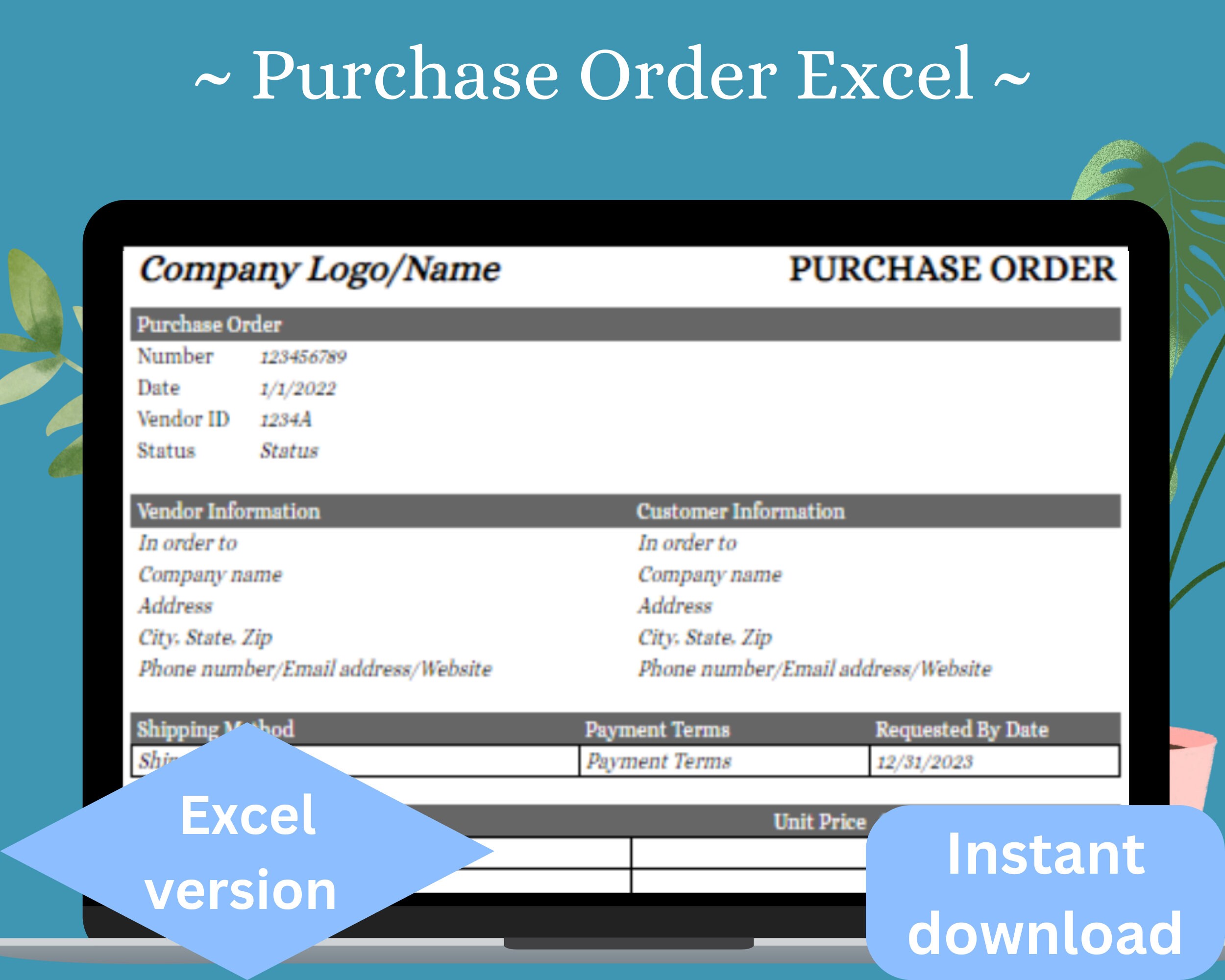 Purchase Order Excel Spreadsheet, Invoice Workpaper, Small Company ...