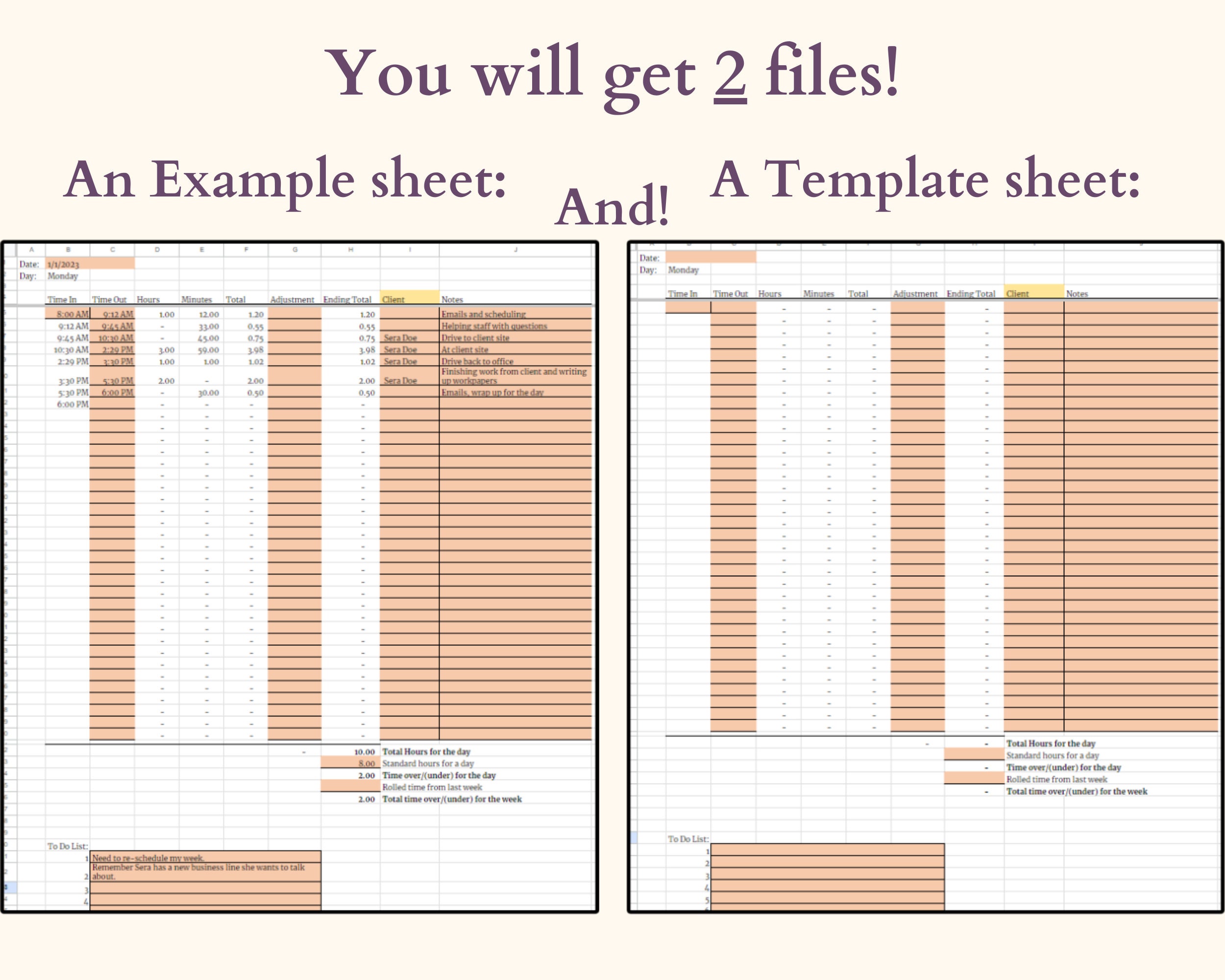 Timesheet Google Spreadsheet Template, Monday Start, Weekly, Daily Time ...