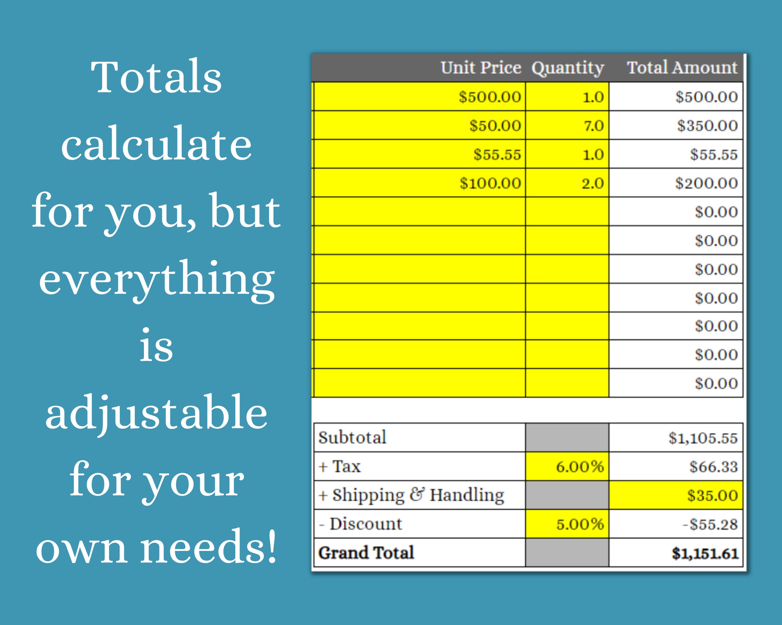 Purchase Order Excel Spreadsheet, Invoice Workpaper, Small Company ...